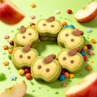 China Light Sweet Green Apple Shaped Cookies Wholesale Snack Food Crispy for sale
