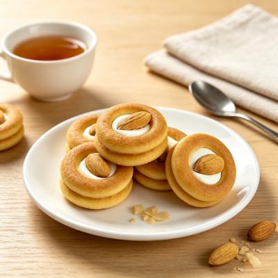 China Whole Almond Mini Pizza Shaped Cookies Rich Milky Aroma Mini Pizza Biscuits for sale
