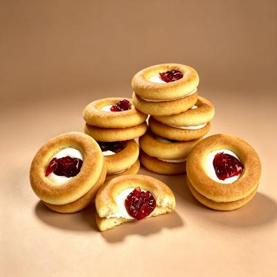 China Soft Nougat Filled Cranberry Mini Sandwich Cookies Sweet Sour Dried Cranberry Snack for sale