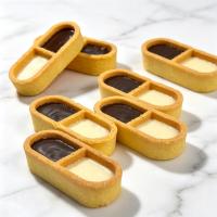 China Eye Catching Two Color Filling Dark Chocolate Yogurt Cookies Unique Capsule Shape for sale