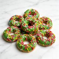 China Kid Friendly Pastry Donut-Shaped Cookies (Matcha-Flavor) Fine Smooth Mouthfeel for sale