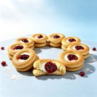 China Soft Nougat Filled Cranberry Mini Sandwich Cookies Sweet Sour Dried Cranberry Snack for sale