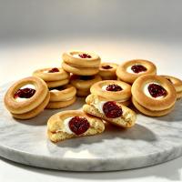 China Soft Nougat Filled Cranberry Mini Sandwich Cookies Sweet Sour Dried Cranberry Snack for sale