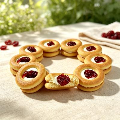 China Handmade Rich Cream Cranberry Mini Sandwich Cookies Delicious Office Leisure Treat for sale