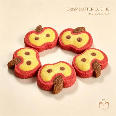 China Cute Apple-Shaped Cookies (Red Apple Flavor) Christmas Eve Gift Crispy Cartoon Cookie Snacks for sale