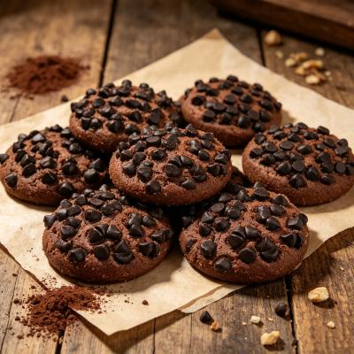China Crispy Chocolate Chip Cookies Portable OEM ODM Round Shape Cocoa Flavor for sale