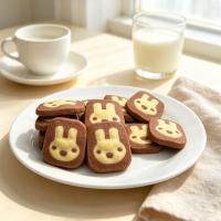 China Crispy Rich Chocolate Taste Cute Bunny Cocoa Cookies Kids Holiday Snack Gift for sale