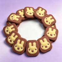 China Sweet Moderate Cocoa Taste Cute Bunny Cocoa Flavor Cookies Party Decorative Pastry for sale
