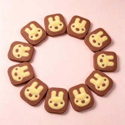 China Cartoon Shaped Biscuit Treats Cute Bunny-Shaped Cookies (Cocoa Flavor) Leisure Snack for sale
