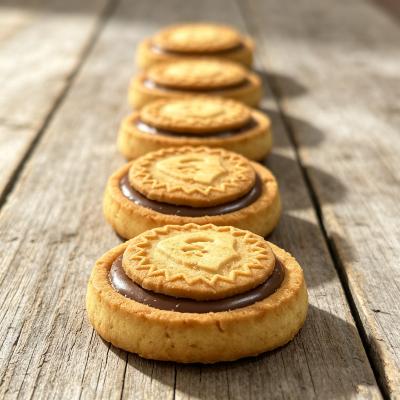 China Halal Certified Hazelnut Round Filled Pie Cookies Delicious Leisure Afternoon Treat for sale