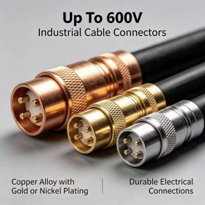 China 600V Industrial Cable Connectors Gold Nickel Plated Copper Alloy for sale