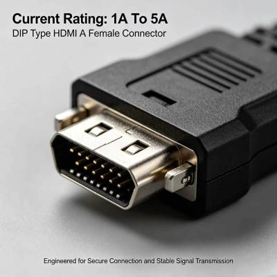 China Coaxial Cable DIP Connector HDMI A Female Through Hole 2Pin-24Pin for sale
