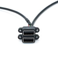 China Dual Stacked USB 2.0 Type A Female Panel Mount Cable Harness with Screw Lugs for sale