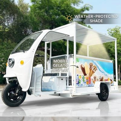 China NEWBASE Mobile Ice Cream Retail Tricycle D1800 D1870 650L 750L 0C -20C DC Gelato Vending Cart for sale