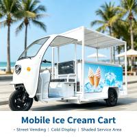 China NEWBASE Mobile Ice Cream Retail Tricycle D1800 D1870 650L 750L 0C -20C DC Gelato Vending Cart for sale