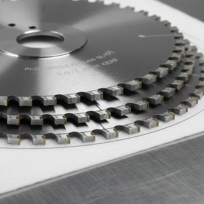 China PCD Circular Saw Blades with High Frequency Welding for Panels Sizing Machines Featuring 0.071 Inches Kerf and Chrome Plated Finishing for sale