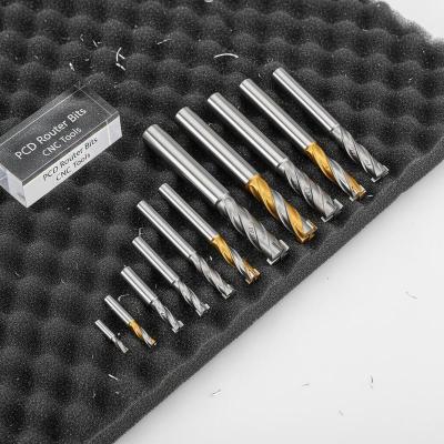 China No Coating PCD Router Bits with 1/4 Inch to 1 Inch Diameter and Custom Flute Numbers for CNC Routers for sale