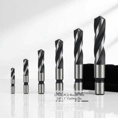 China 2 Flute PCD Router Bits with 1/4 Inch to 1 Inch Cutting Edge Diameter and No Coating for CNC Routers for sale