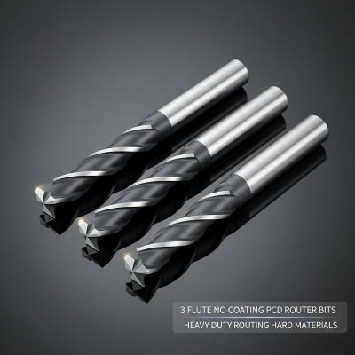 China 3 Flute No Coating PCD Router Bits Optimized for Heavy Duty Routing on Hard Materials for sale