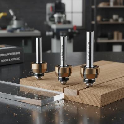 China Industrial Grade Carbide Router Bits with Bottom Bearing Placement for Straight Smooth Edge on Acrylic Plates for sale