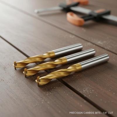 China Durable Carbide Straight Router Bits with 1/4 Inch Cutting Diameter and Titanium Nitride Coating for Precision Woodworking for sale