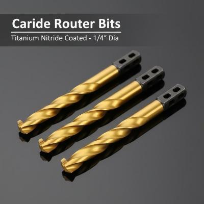 China Carbide Material Straight Router Bits with Titanium Nitride Coating and 1/4 Inch Cutting Diameter for CNC Milling for sale
