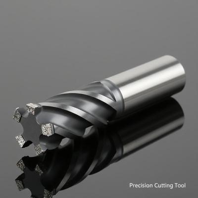China 45 Degrees Helix Angle Diamond Milling Cutter with 2-6 Flute Number and Straight Shank Type for Precision Cutting for sale