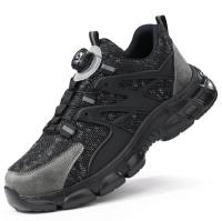 China New Button-Closure Men’s Safety Shoes  Breathable Puncture-Resistant Anti-Smash Lightweight & Comfortable Steel Toe Work Shoes for sale