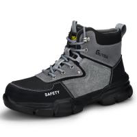 China Cross-Border High-Top Safety Shoes for Men Lightweight Protective Work Boots with Steel Toe and Puncture Resistance for sale