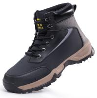 China Men's High-Top Safety Work Shoes SRC Non-Slip Steel Toe Puncture-Resistant Water-Resistant Soft Sole Protective Footwear for sale