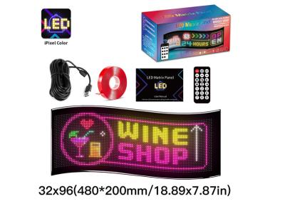 China 32*96 Double Row LED Advertising Sign Car Panel Flexible Pixel Programmable Scrolling DIY Text Matrix Panel for sale