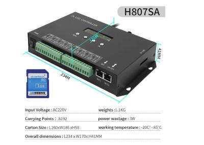China DMX512 Programable SPI Led Controller H807SA 8192Pixels For DMX512 WS2811 WS2812B WS2815 APA102 Led Strip for sale