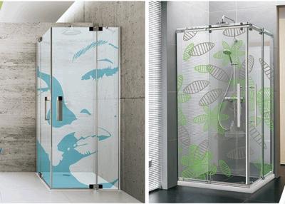 China Beautiful Custom Bathroom Shower Glass With Digital Printing Pattern for sale