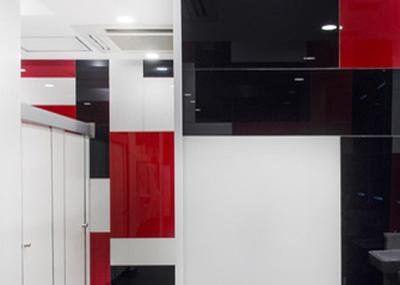 China 4mm Lacobel Painted Glass , Colored Mirror Glass For Office / Kitchen for sale