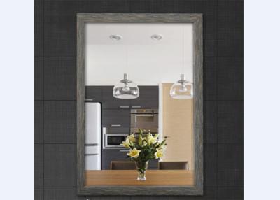 China Flower Grain Color Framed Bathroom Mirrors With PS Plastic Mirror Frame for sale