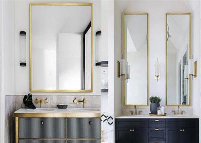 China Silver Framed Bathroom Mirrors Flower Grain Color Punch Free Installation for sale