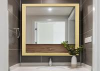 China Wood Framed Bathroom Mirrors Modern Stylish Anti Explosion For Hotel / Office for sale
