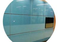 China Architectural Decorative Light Blue Back Painted Glass For Frameless Door for sale