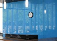 China Architectural Decorative Light Blue Back Painted Glass For Frameless Door for sale