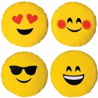 China PP Cotton Filled Plush Emoji Cushion Pillow Smiley Face 30cm Round Shape Custom for sale