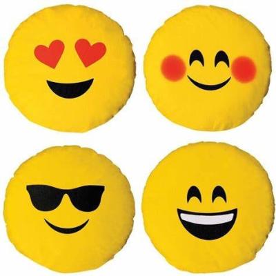 China PP Cotton Filled Plush Emoji Cushion Pillow Smiley Face 30cm Round Shape Custom for sale