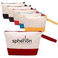 China Custom Cotton Canvas Makeup Travel Bag 10x20cm Portable Toiletry Zipper Pouch for sale