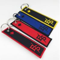China Custom Fabric Embroidery Key Tags For Motorcycle Ebroidered Keychains for sale