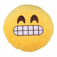 China PP Cotton Filled Plush Emoji Cushion Pillow Smiley Face 30cm Round Shape Custom for sale