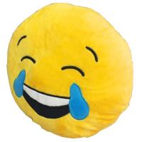China PP Cotton Filled Plush Emoji Cushion Pillow Smiley Face 30cm Round Shape Custom for sale