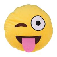China PP Cotton Filled Plush Emoji Cushion Pillow Smiley Face 30cm Round Shape Custom for sale