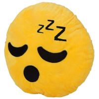 China PP Cotton Filled Plush Emoji Cushion Pillow Smiley Face 30cm Round Shape Custom for sale