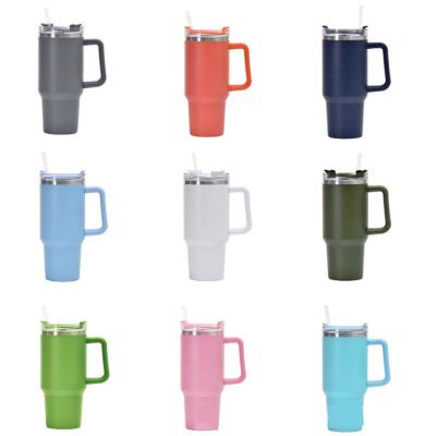 China Custom Logo 40oz 304 Stainless Steel Vacuum Flask Water Bottle with Handle for Car Cup Holder for sale
