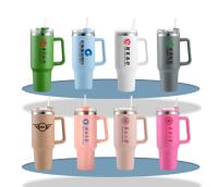 China 40oz Stainless Steel Insulated Tumbler with Handle Straw Lid Custom Logo Reusable Sport Bottle for sale