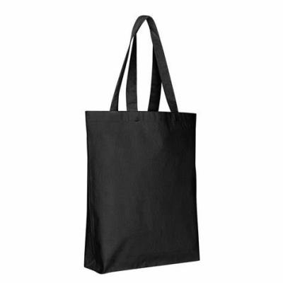 China Blank Black Canvas Tote Bag 6oz to 16oz Heavy Duty Eco Friendly Shopping Bag with Bottom Gusset for sale